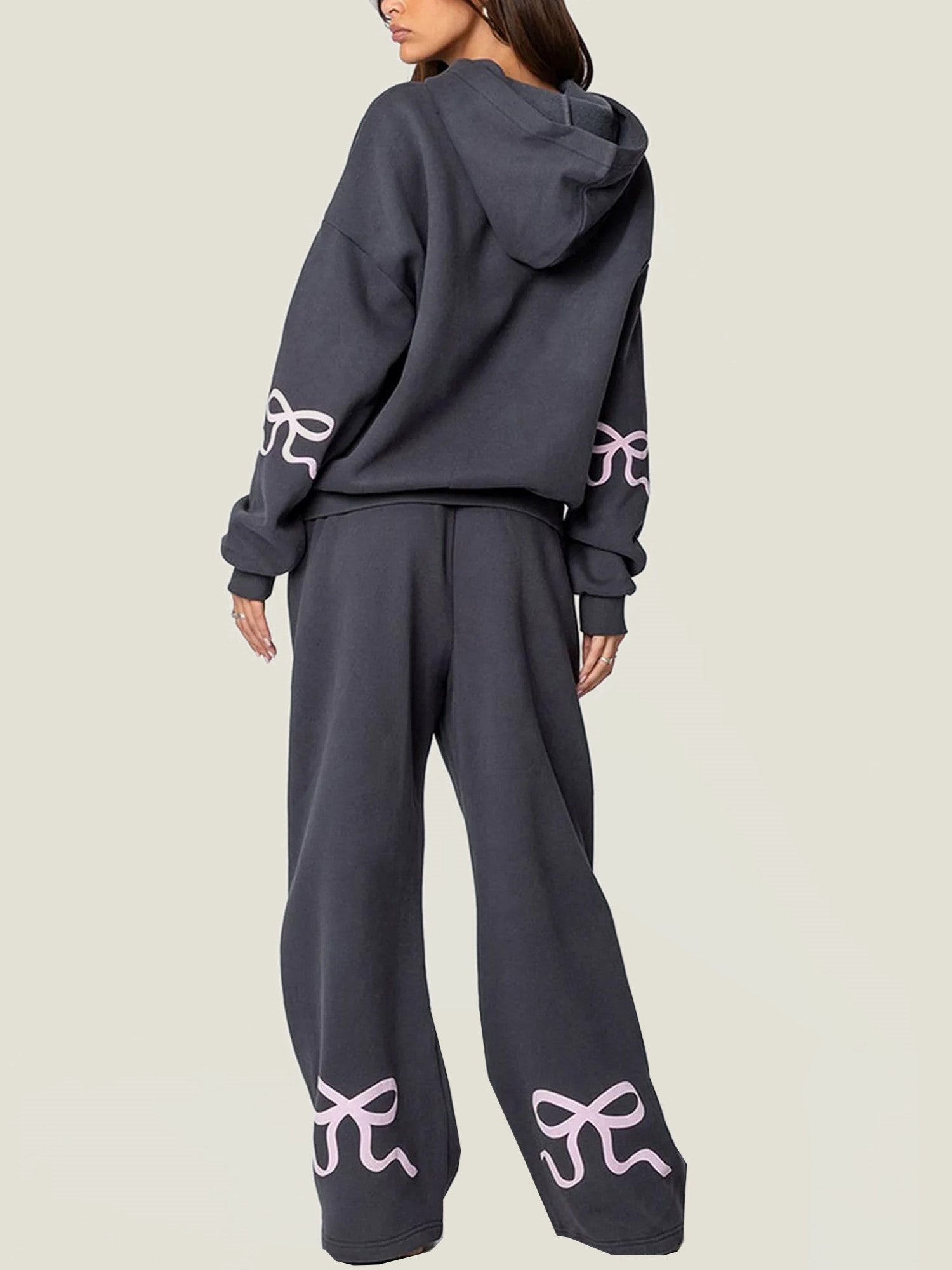 Women's Bow Detail Hoodie Sweat Set – Pinklaura™